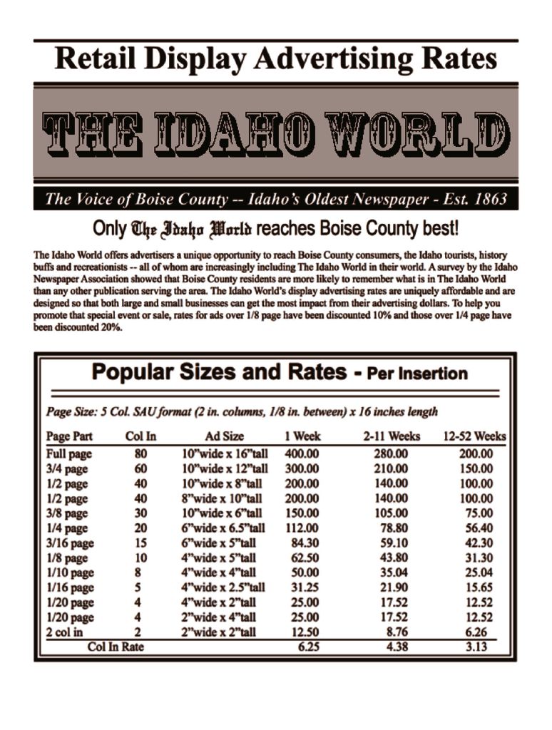 Ad Rates - The Idaho World